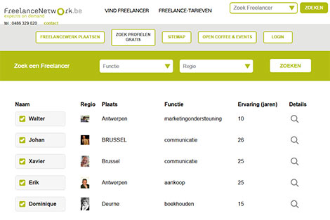 CV-database Freelancenetwork gratis met contactgegevens | Engineeringnet